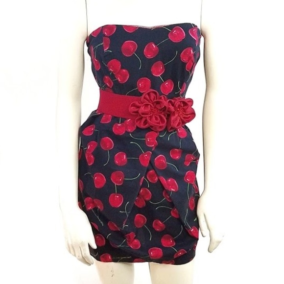 Trixxi | Dresses | Trixxi Strapless Cherry Dress Pinup Rockabilly 1 ...